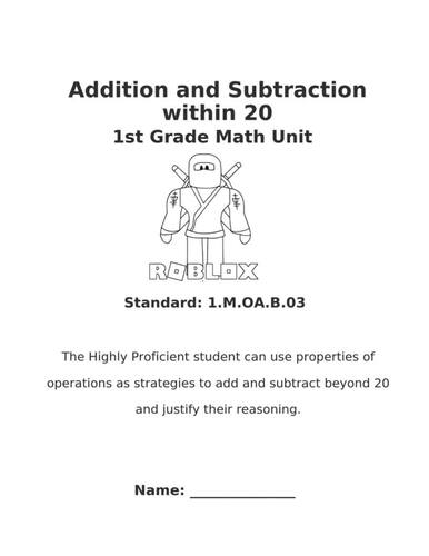 Addition and Subtraction within 20 | 1st Grade Math Unit-properties of ...