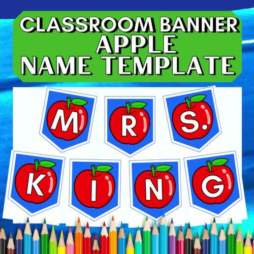 Printable Teacher Name Apple Banner → Editable Bulletin Board Decor All ...