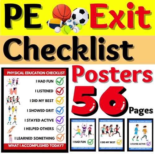PE Poster Physical Education Exit Checklist Resource by IncredibleDesigns