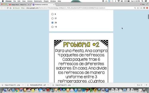 Word Problems in Spanish for Google Classroom - Problemas de varios pasos
