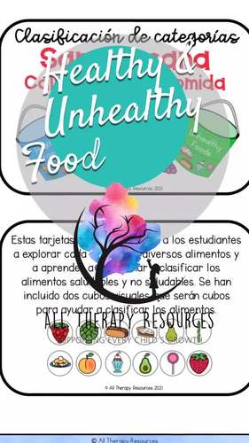 SPANISH VERSION Healthy & Unhealthy Food Category Sorting Task Cards ...