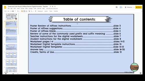 Greek Latin Roots Affixes Research Definitions Digital Activity