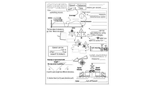 Speed and Velocity Doodle Notes & Quiz | Differentiated Physics Activity