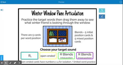 Boom Cards™ Winter Window Pane Articulation: R & R Blends by Speech Hamster