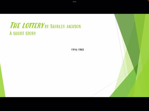 The Lottery by Shirley Jackson PREREADING INTRODUCTION LESSON & VOCAB