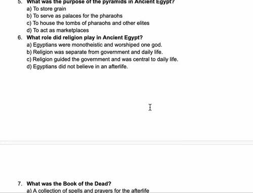 Topic 3: Ancient Egypt and Kush Assessment (myWorld Interactive)