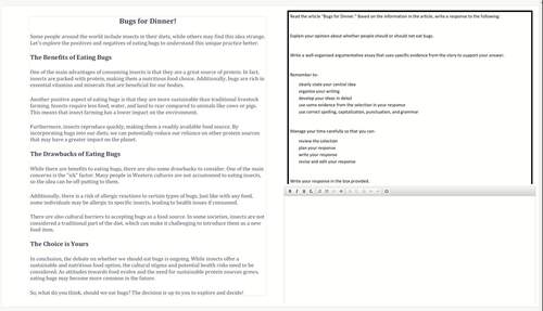 STAAR ECR Argumentative Essay Practice Prompt/Assessment - Bugs for Dinner