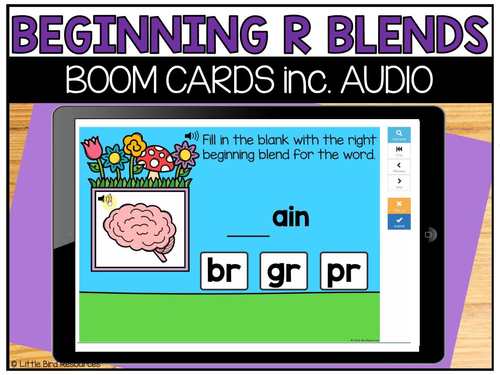 Spring Beginning R Blends Boom Cards with Audio | Beginning Consonant ...