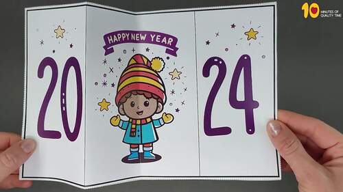 Happy New Year 2024 Folding Card by 10 Minutes of Quality Time | TPT