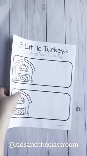 5 Little Turkeys Subtraction Craft |Subtract Within 5| Thanksgiving ...
