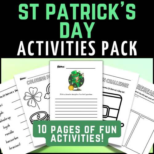 St Patrick's Day Fun Activities Worksheet Pack Early Finishers | 10 pages