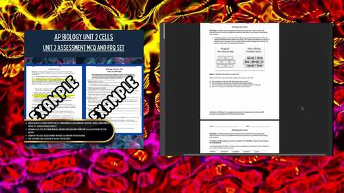 AP Biology UNIT 2 Cells Complete Mini Test Assessment MCQ and FRQ