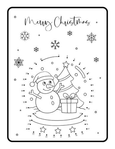 Dot to Dot Christmas Printable, Holiday Coloring Page, Craft Activities