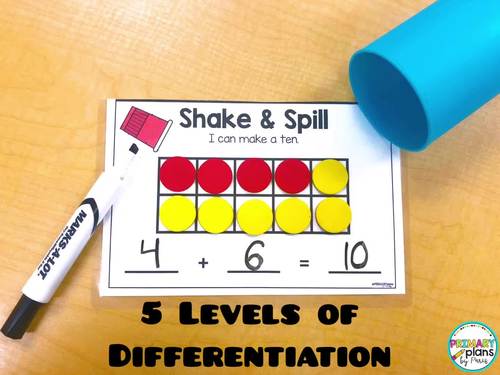 Shake and Spill Make a Ten Math Center by Primary Plans by Paris