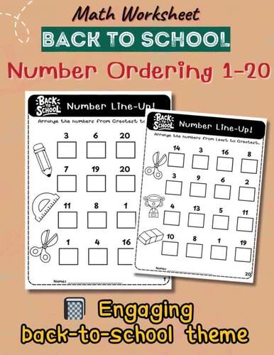 Back to School Number Ordering 1–20: Greatest to Least & Least to Greatest