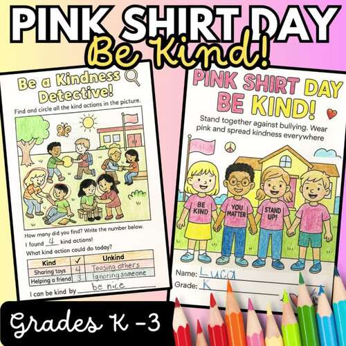 Pink Shirt Day Kindness Activities | Anti-Bullying Worksheets and ...