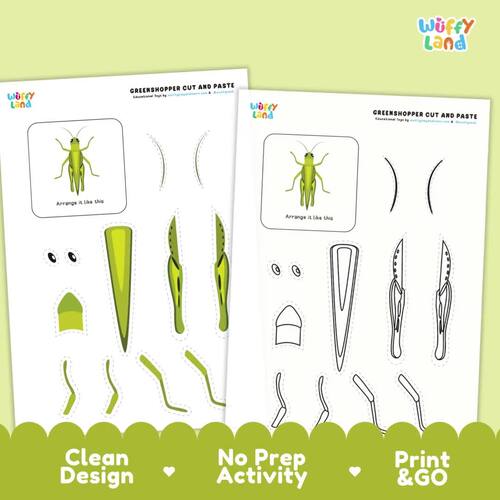 Grasshopper Craft Cut and Paste & Coloring Pages | Bug Insect Spring ...