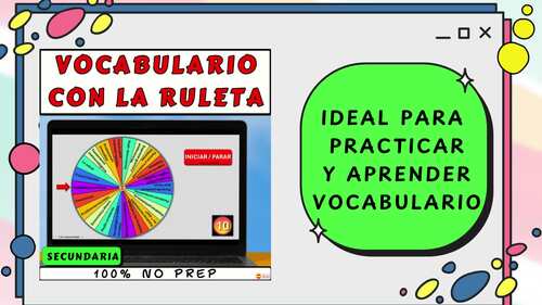 Advanced Spanish Vocabulary Digital Spinner Interactive Category Game ...