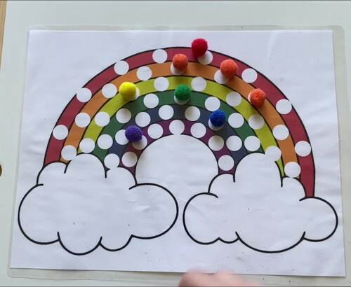 Pom Pom Rainbow Color Matching Pattern Recognition Fine Motor Skills by ...