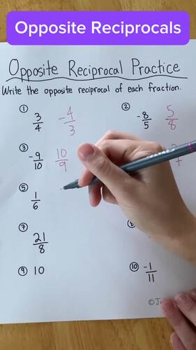 Opposite Reciprocal Practice Worksheet - Introduction to Geometry Concepts