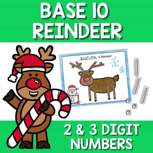 Base 10 Ten Blocks Reindeer Math Craft Project Place Value Christmas ...