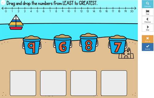 Ordering Numbers to 20 | Digital BOOM CARDS™ | Summer Theme | TPT