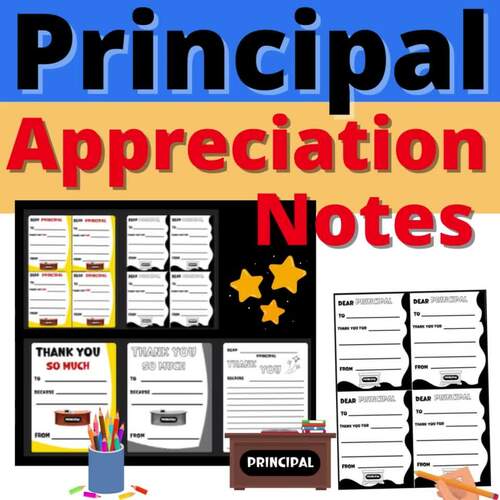 Principal Appreciation Thank You Cards Notes Letters Activity | TPT