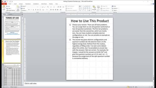 Electrons and the 4 Quantum Numbers: A Chemistry Worksheet by defunct ...