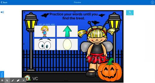 Boom™ Cards Halloween Treats Digital Articulation Activity for CV Words