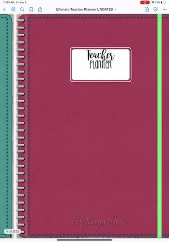 Ultimate DIGITAL Teacher Planner UNDATED {Green/Teal} by A Ginger Mess