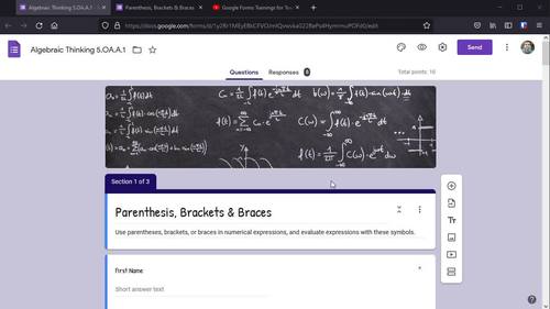 Parentheses, Brackets and Braces in Expressions: Google Form Quiz + Video