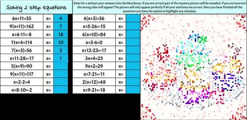 Solving 2 Step Equations Pixel Art BUNDLE by Pick Up and Go Resources
