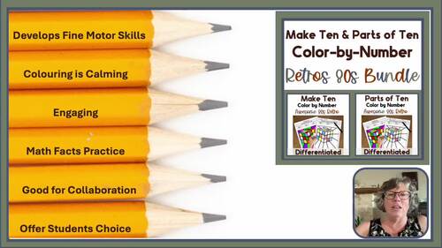Make 10 & Parts of 10 Awesome 80s Retro Color-by-Sum & Difference Math ...