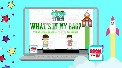 First Day of School BOOM CARDS Speech Therapy Vocabulary NO PRINT NO PREP