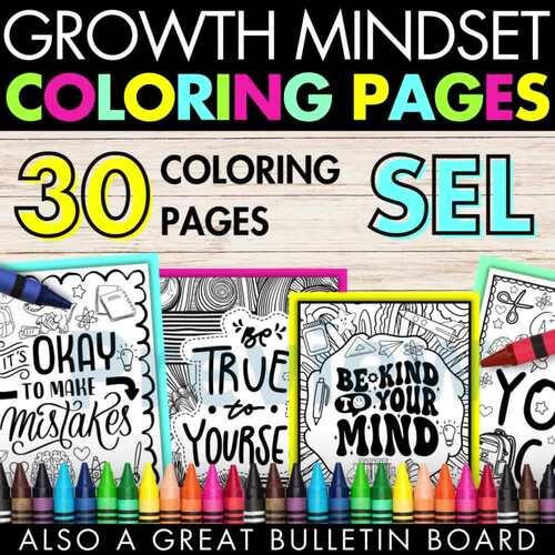Growth Mindset Coloring Pages Back to School Coloring Posters SEL ...