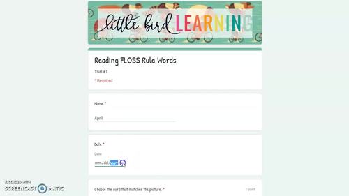 FLOSS Rule Digital Phonics Quick Checks | Google Forms Reading Quizzes