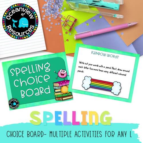 Spelling Practice Activities Any List Choice Board Word Work Vocabulary