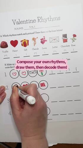 Valentine's Day Rhythms - Quarter and Eighth Note Worksheet for ...