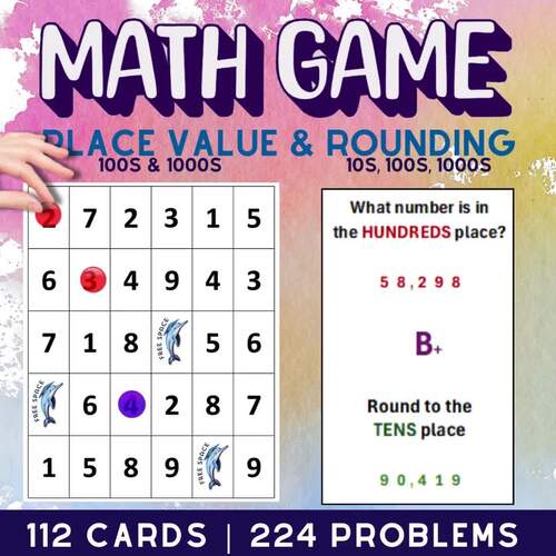 Place Value Game & Rounding Math Game to Tens, Hundreds and Thousands Place