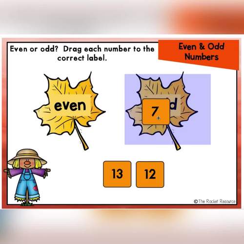 Odd and Even Numbers BOOM™ Cards Fall-themed | 2.OA.C3 | Distance Learning
