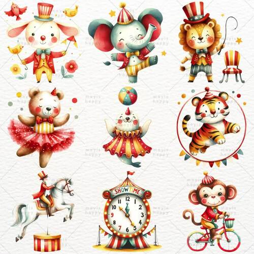 Wonderful Circus Watercolor Vol.2 Clipart PNG by Adorable Clipart