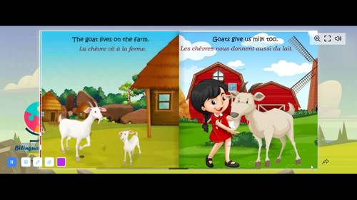 Bilingual Ebook Flipbook English French Farm Animals Dual Language
