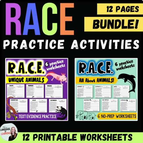 R.A.C.E. Practice Bundle! 12 Text Evidence Worksheets - RACE Strategy ...
