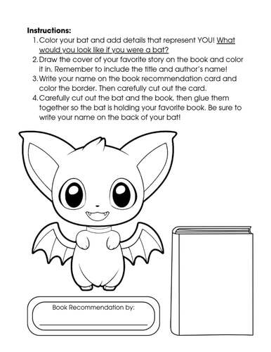 Halloween Craft Kit | Batty for Books! | No Prep | Easy Edit | TPT