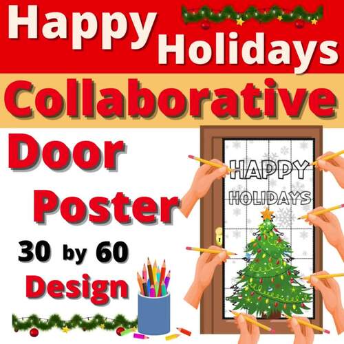 Christmas Collaborative Poster Happy Holidays Door Decor Bulletin Board ...