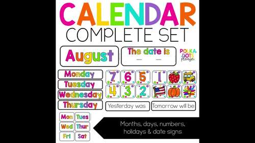 Calendar Wall and Math Posters BUNDLE by Polka Dots Please | TPT