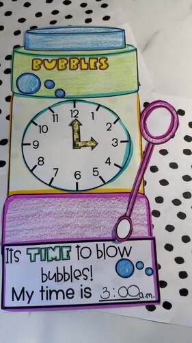 Telling Time Clock Craft Bubbles Summer and Spring by The Teaching Diva ...