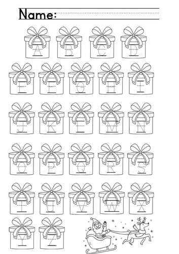 A-Z Learning alphabet handwriting practice , recognition, dots /Christmas