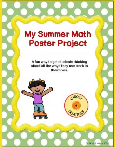 Beginning of the Year Activity My Summer Math Poster by CarolJ Creations