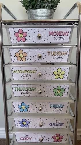 Pastel Rainbow 10 Drawer Cart Editable Labels | Classroom Decor | TPT